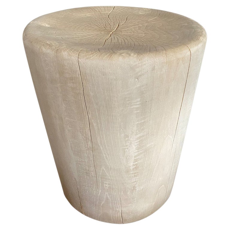 Andrianna Shamaris Bleached Teak Wood Side Table or Stool at 1stDibs