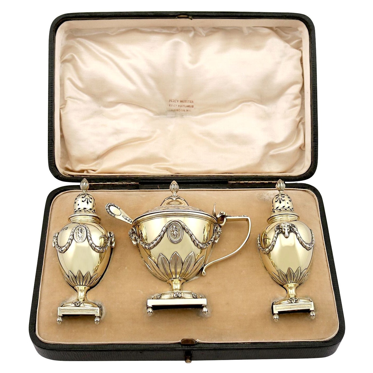 1819 Imposing French Sterling Silver Baccarat Crystal Bottles Condiment ...