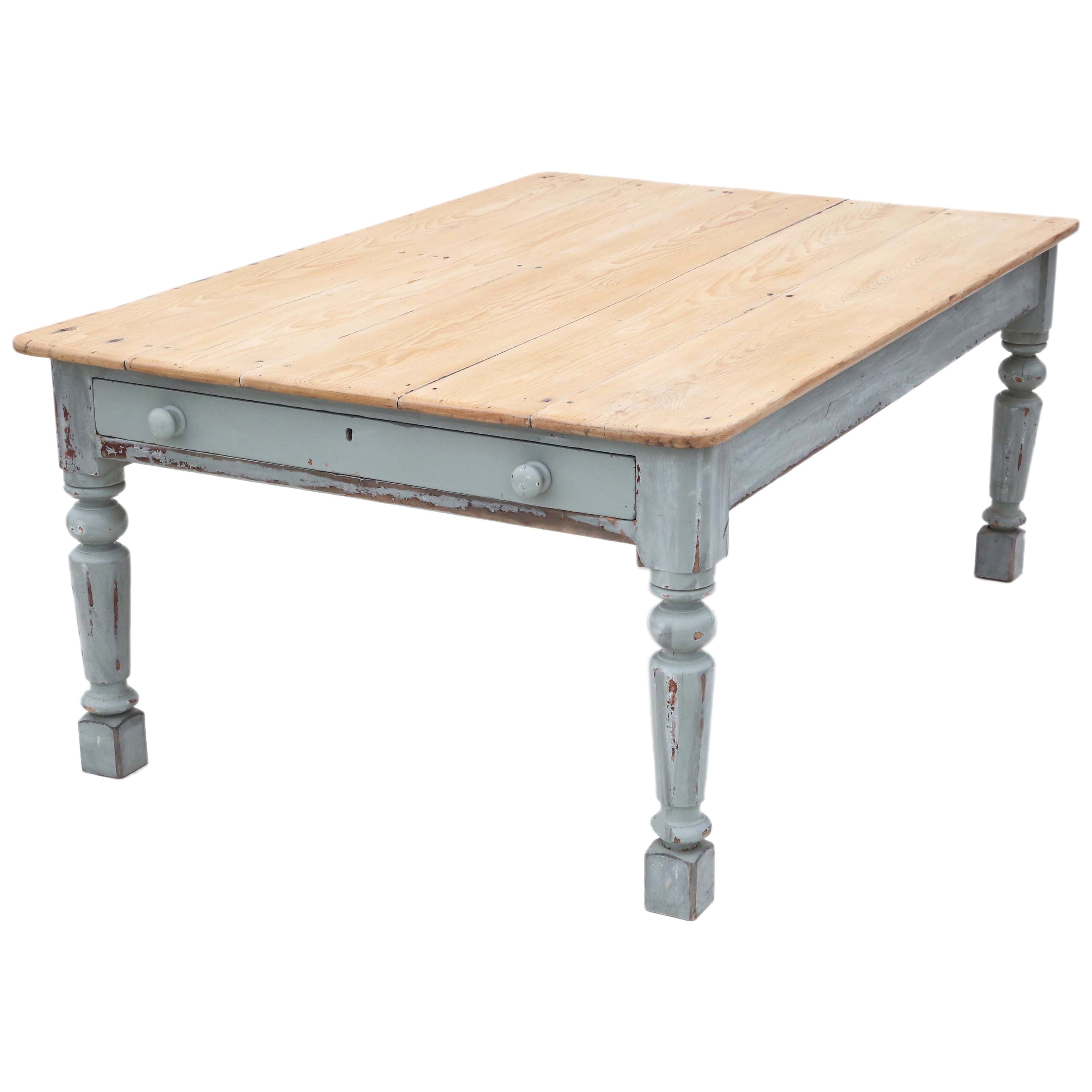 Antique Large Pine Scrub Top Kitchen Dining Table, 19th Century at 1stDibs