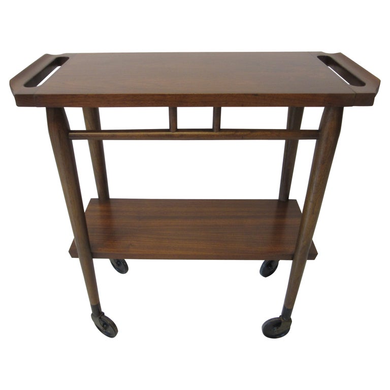 Walnut Smaller Rolling Bar Cart by Lane at 1stDibs