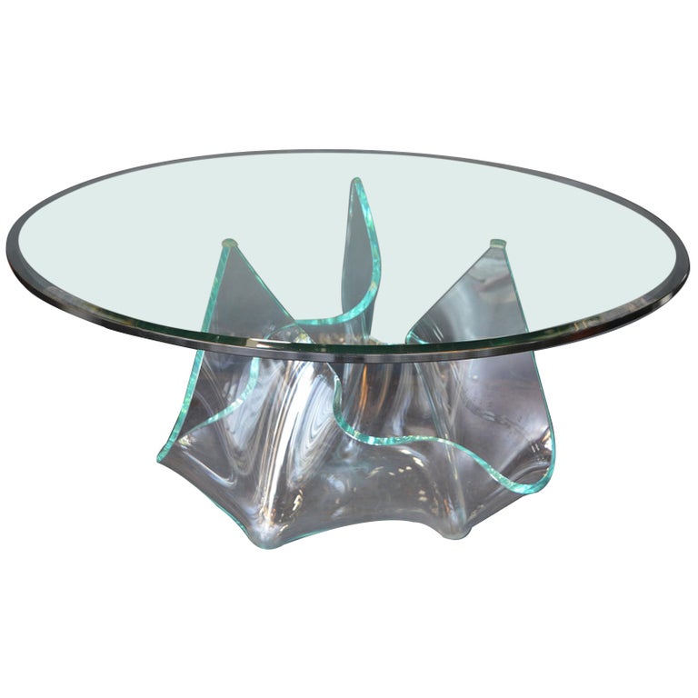 Handmade Italian Glass Center Table, 1970s For Sale at 1stDibs