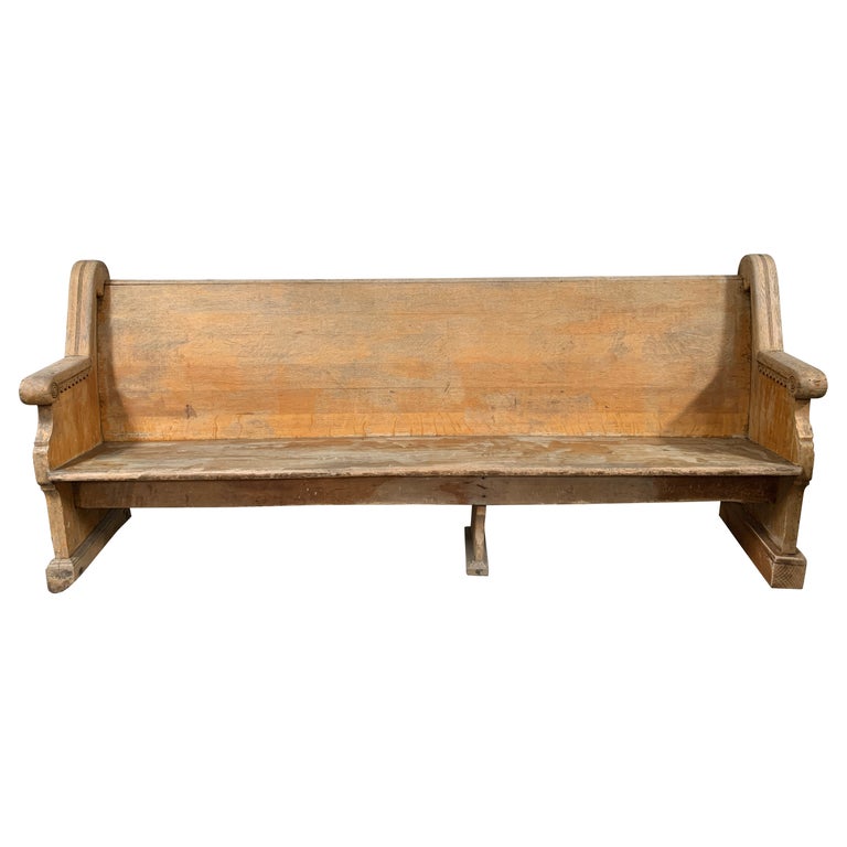 Vintage Carved Oak Church Pew at 1stDibs