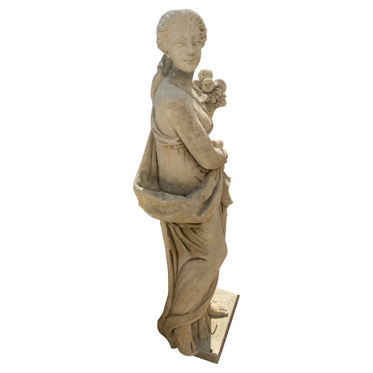 19th Century Hand Carved Limestone Four Seasons Statue For Sale at 1stDibs