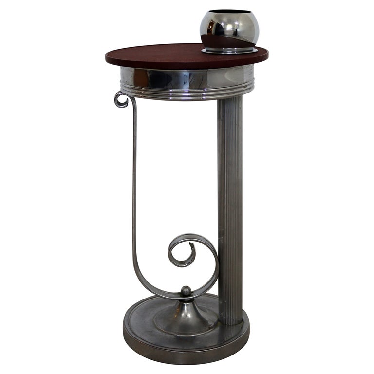 Art Deco Modern Aluminum Metal Standing Ashtray Side End Table at 1stDibs