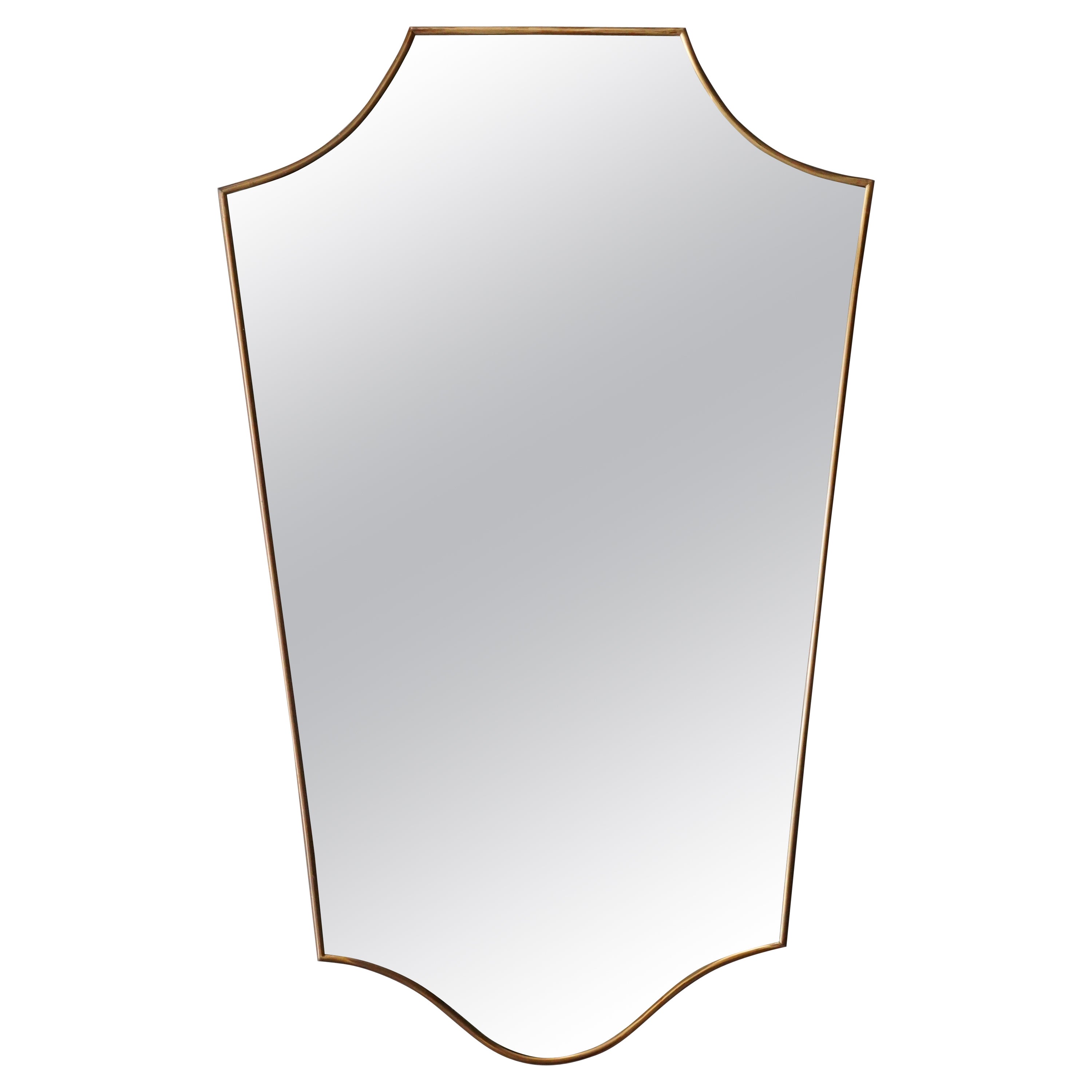 Italian Designer, Modernist Mirror, Brass, Mirror Glass, Italy, 1950s ...