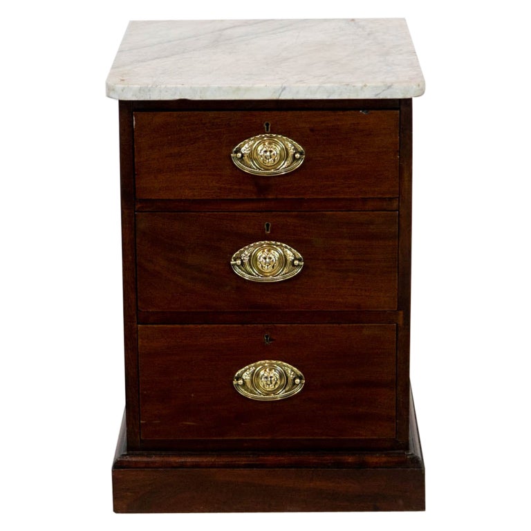 English Marble Top Three Drawer Chest For Sale at 1stDibs