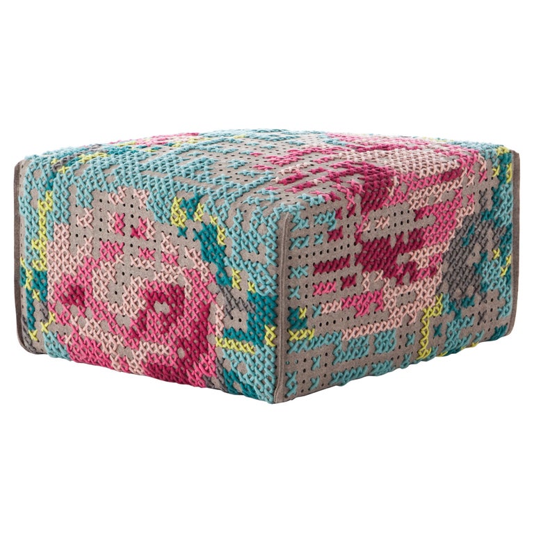 GAN Spaces Canevas Square Flowers Pouf in Color by Charlotte Lancelot ...