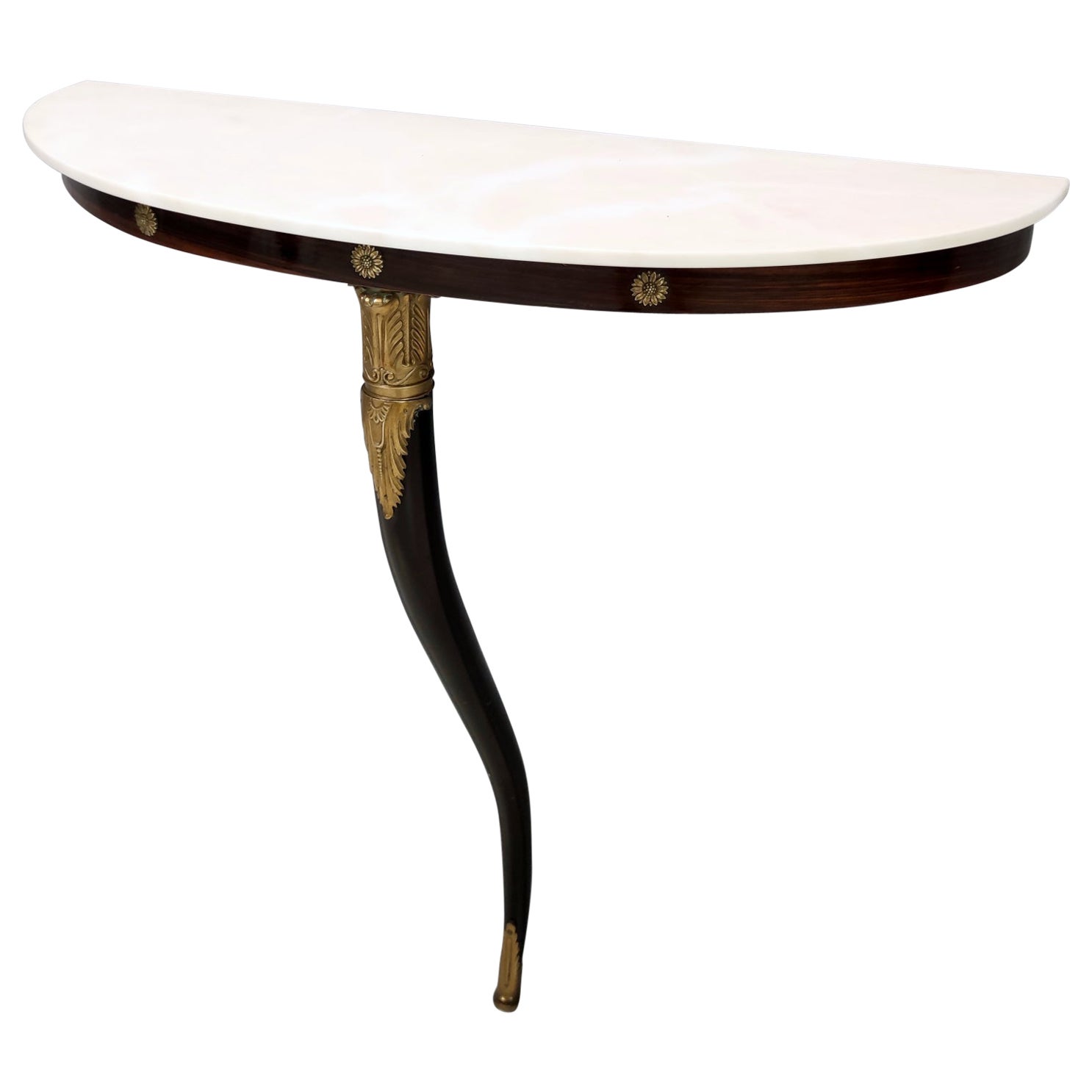 Neoclassical Style Wall-Mounted Console Table with Demilune Marble Top ...