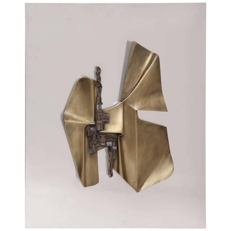 1970s Modernist Architectural Brass Sculpture, Signed Giovanni Schoeman ...