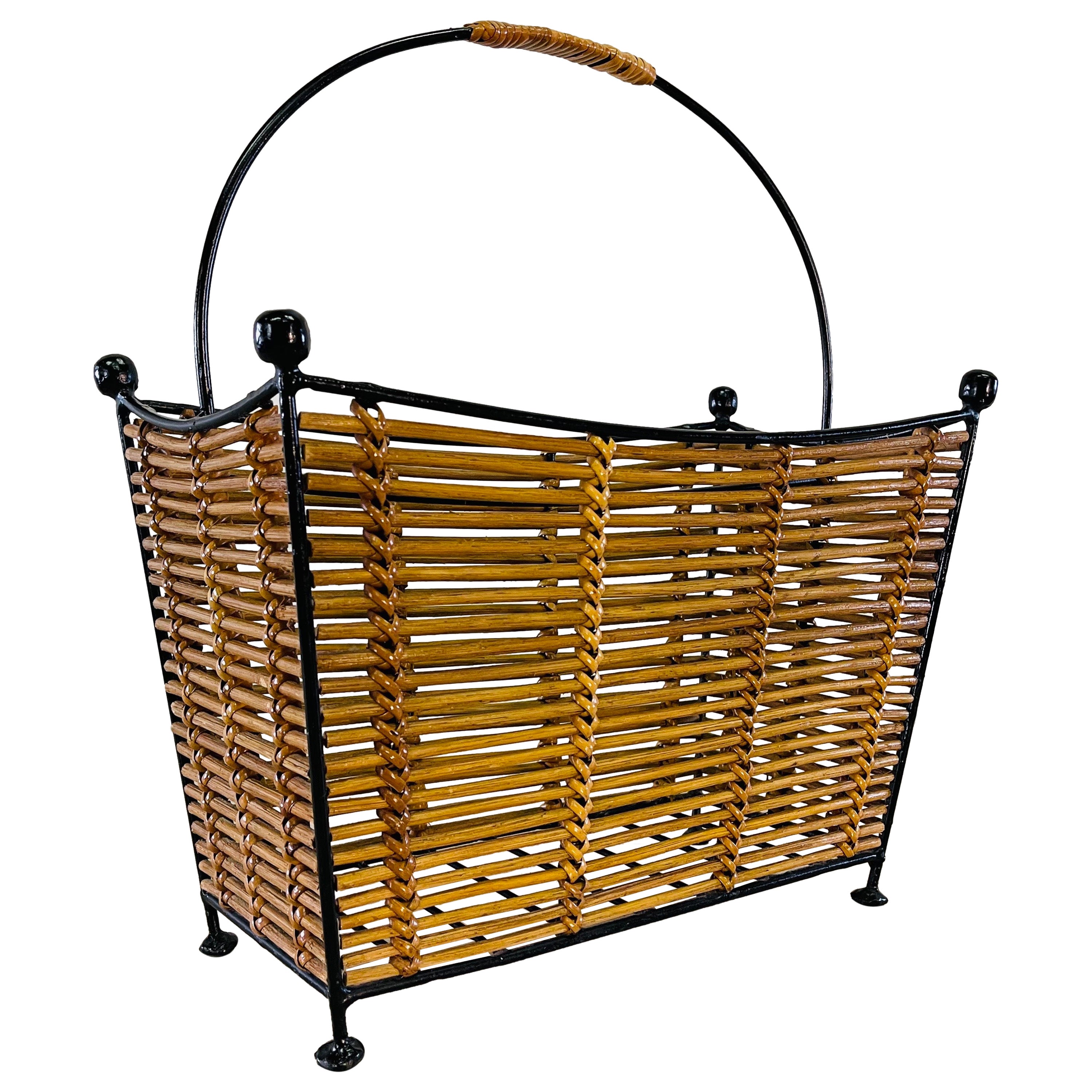1930s Rattan and Wicker Large Magazine Rack at 1stDibs