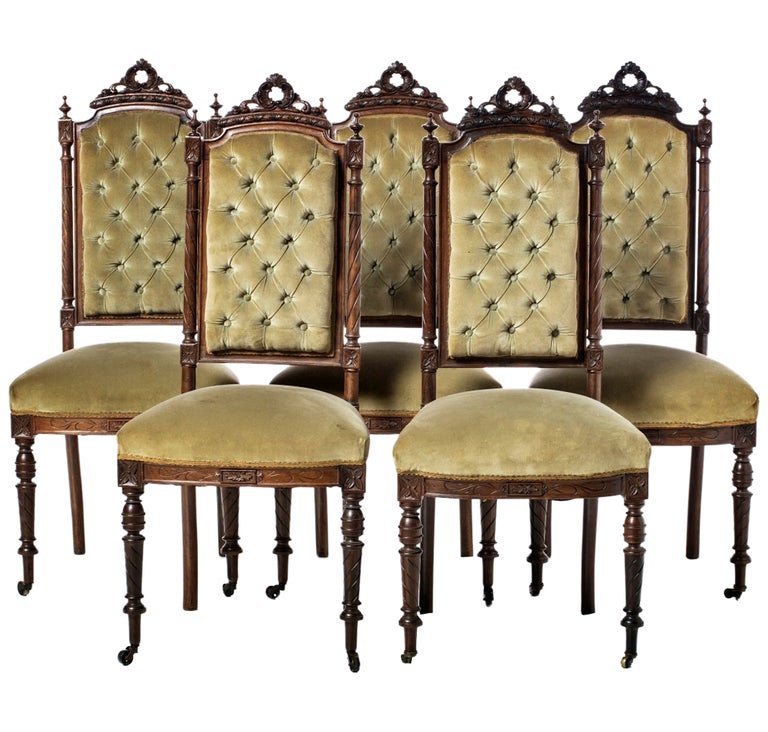 Five Portuguese Romantic Chairs 19th Century For Sale at 1stDibs