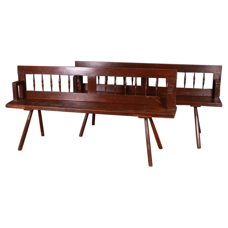 Pair of Original Painted Austrian Benches For Sale at 1stDibs