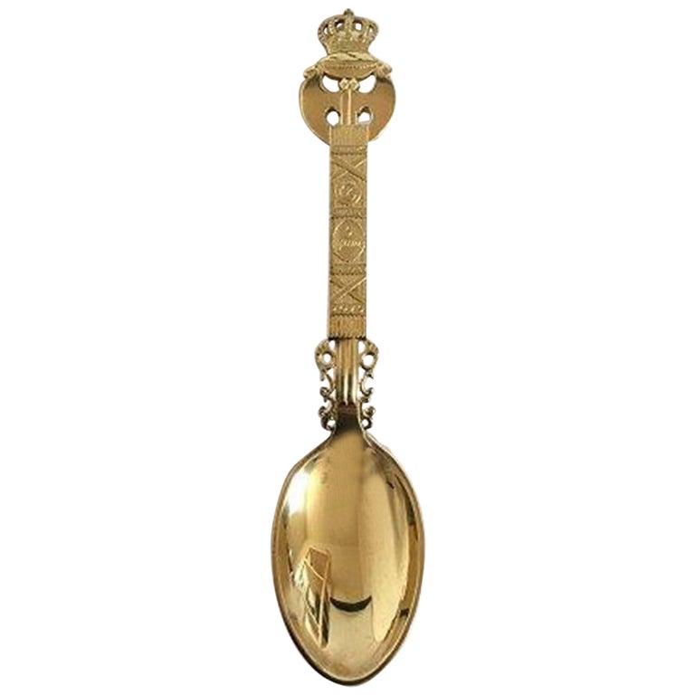 Anton Michelsen Commemorative Spoon in Gilded Sterling Silver from 1915 ...
