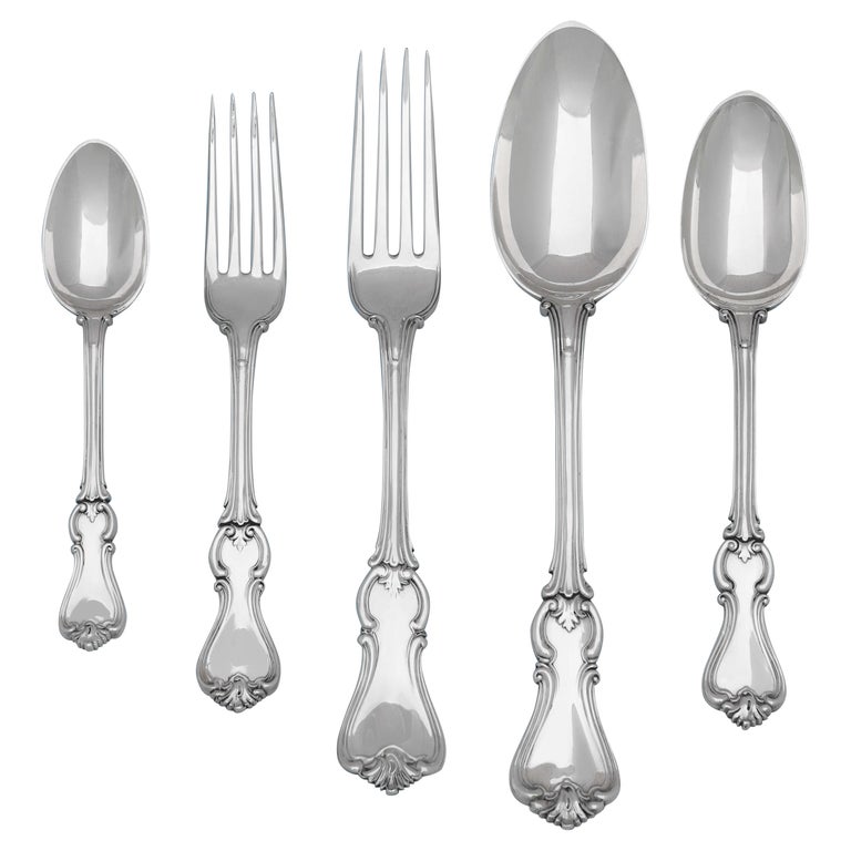 Antique English Sterling Silver Canteen of Cutlery / Flatware - Albert ...