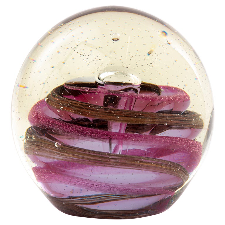 Modern Large Art Glass Sphere Paperweight Sculpture For Sale at 1stDibs