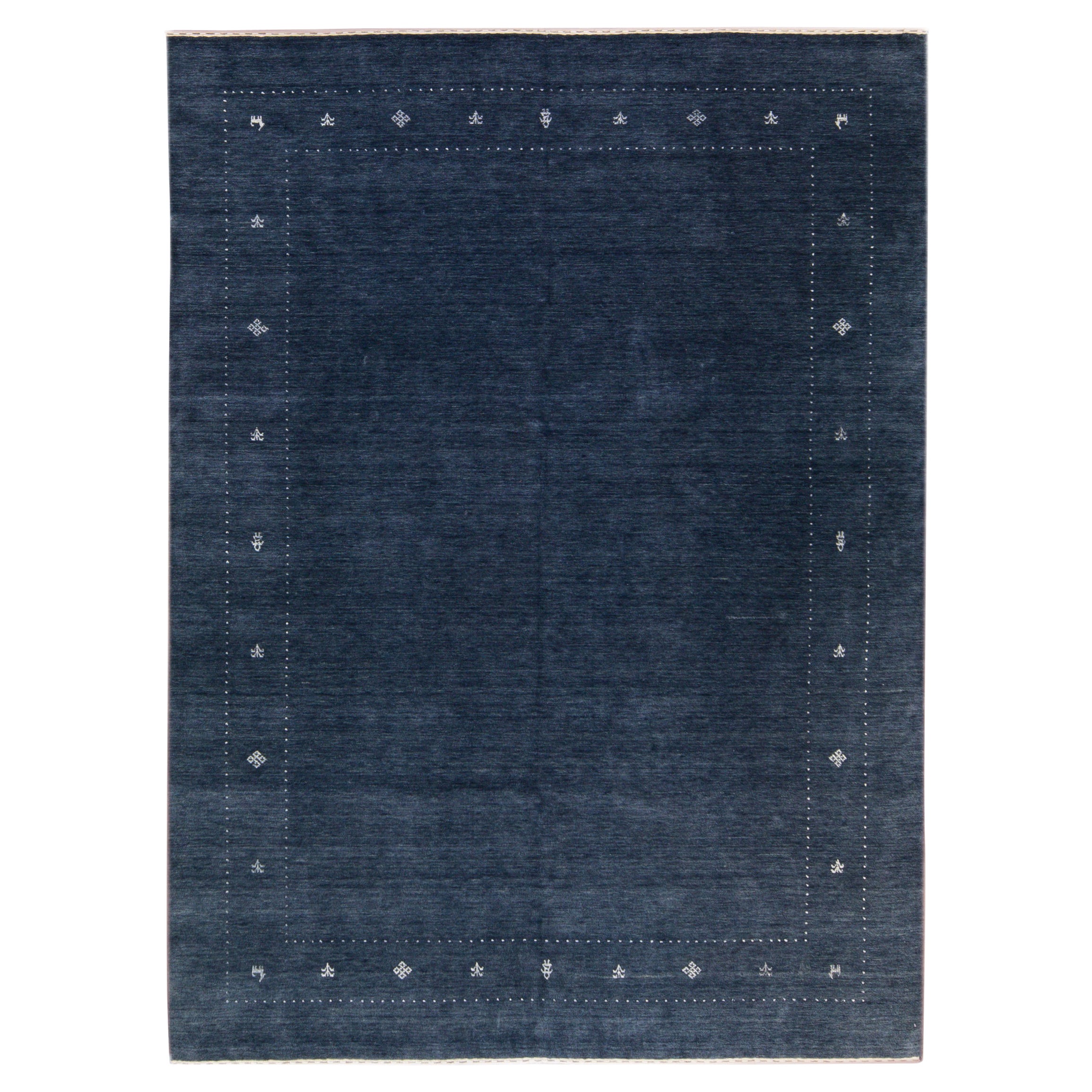 Colorful Modern Gabbeh Rug, Blue Field For Sale at 1stDibs