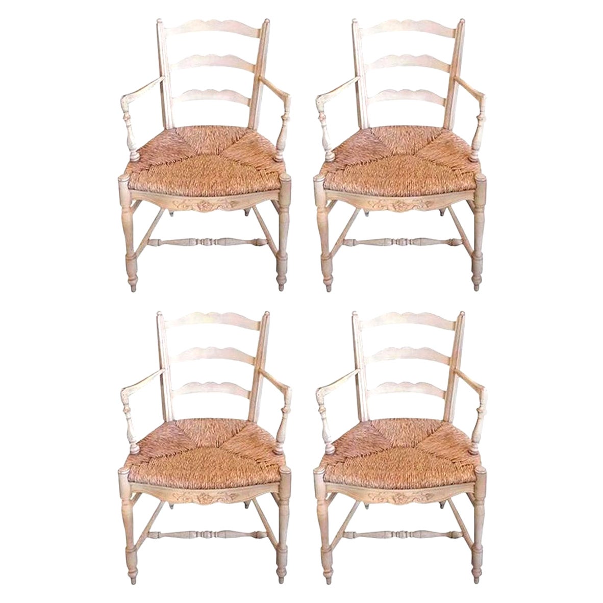 Set of 6 Painted and Upholstered French Country Style Dining Chairs at ...