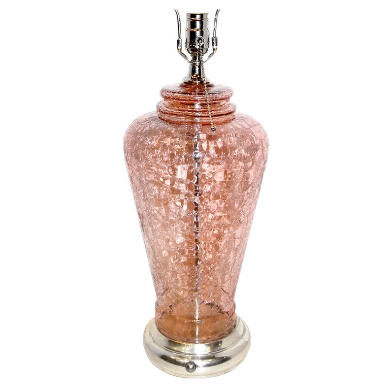 Single Pink Glass Table Lamp For Sale at 1stDibs