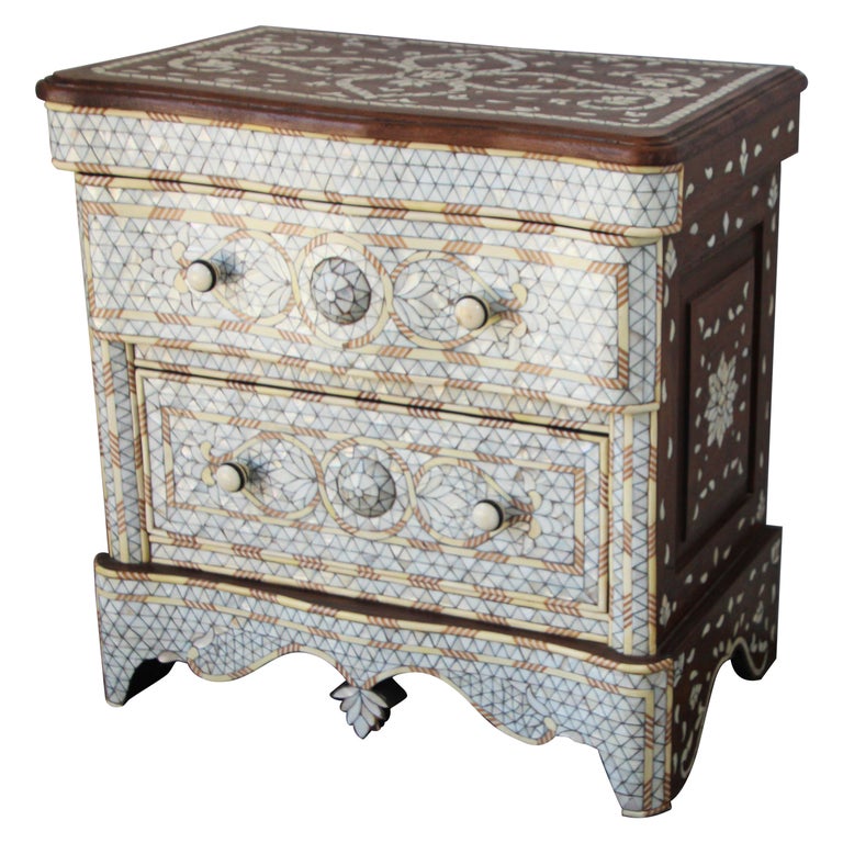 White Inlay Moorish Moroccan Nightstand Dresser at 1stDibs