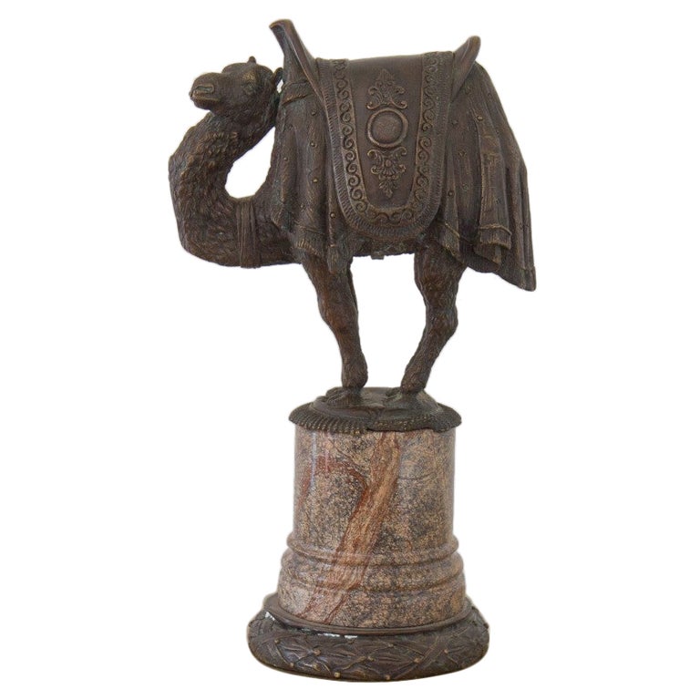 Bronze Casting of a Camel on a 19th Century Marble Base For Sale at 1stDibs