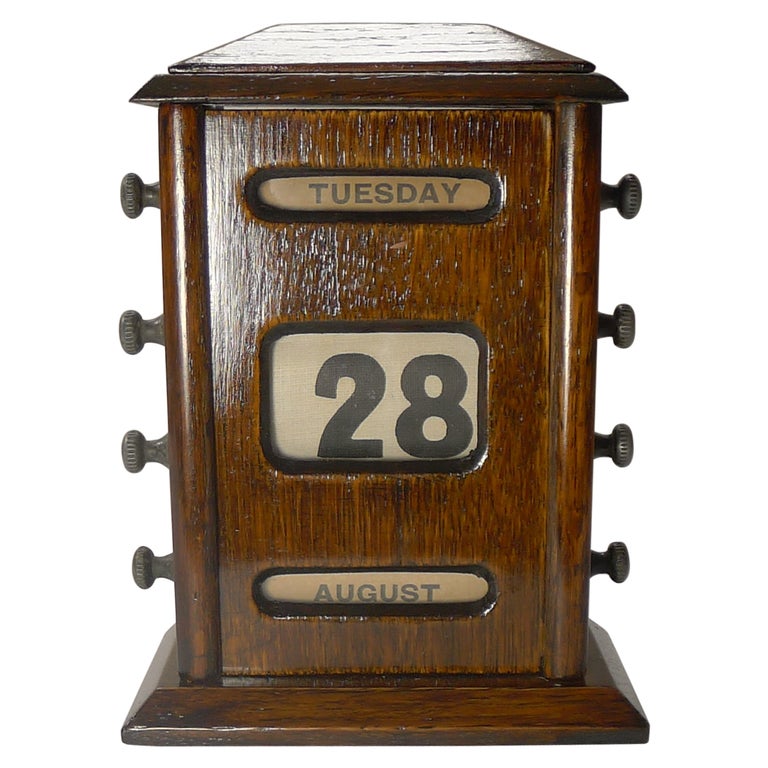 Small Antique English Oak Perpetual Calendar, c 1900 at 1stDibs
