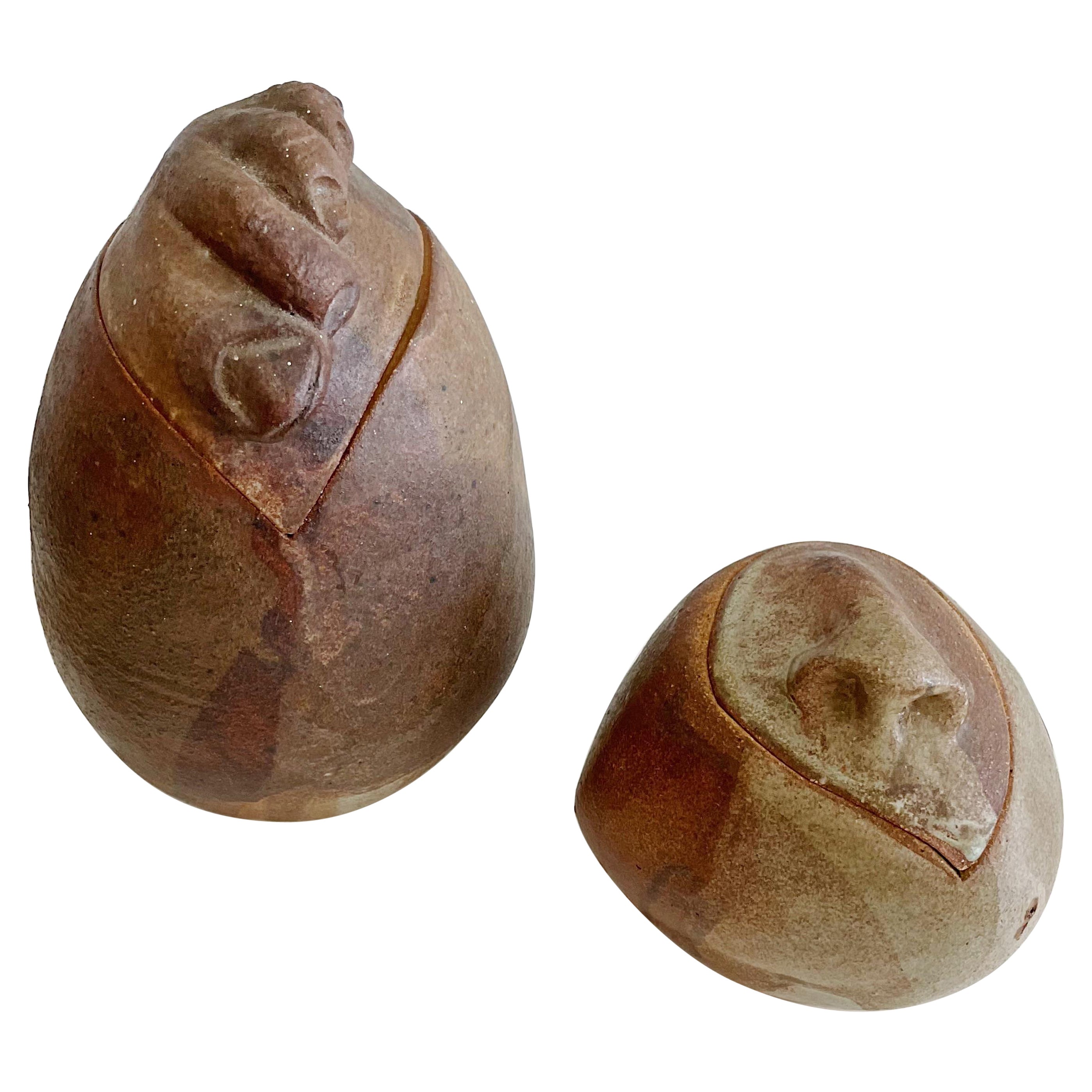 "Nose and Toes" Studio Pottery Lidded Jars by Judith Birtman For Sale ...