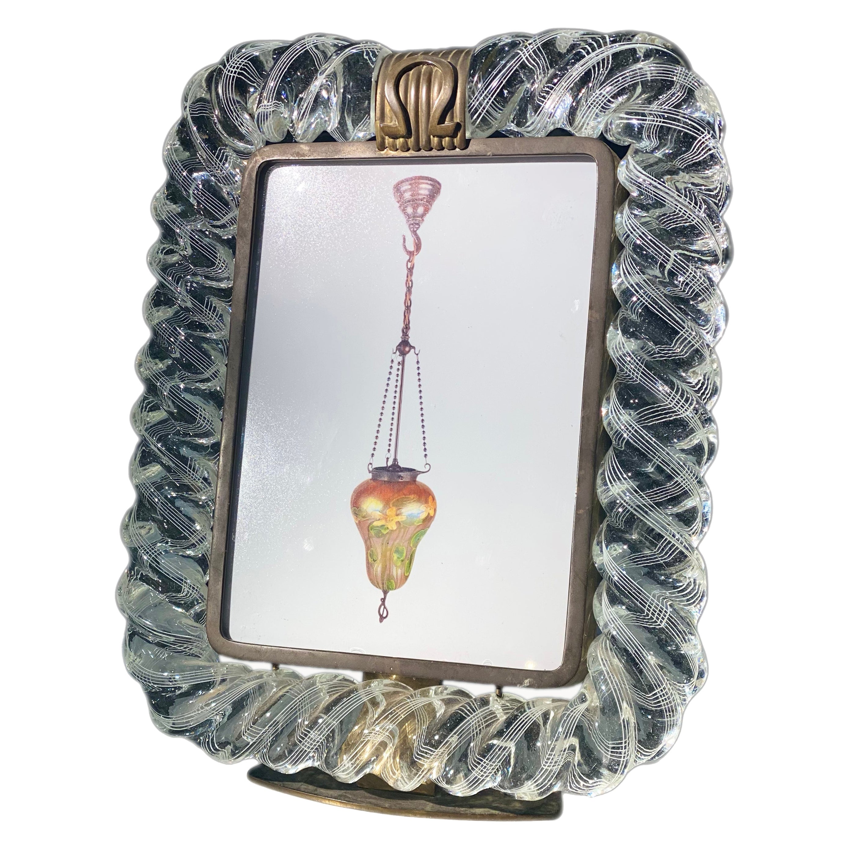 Mid-Century Modern Italian Heavy Glass Picture Frame by Cristal Art ...