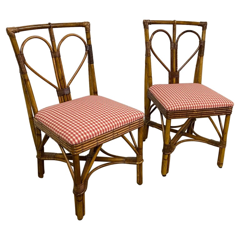 Pair of Wicker Dining Side Chairs For Sale at 1stDibs