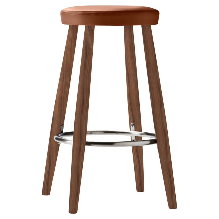 CH56 Bar Stool in Walnut Oil with Thor 307 Leather Seat by Hans J ...