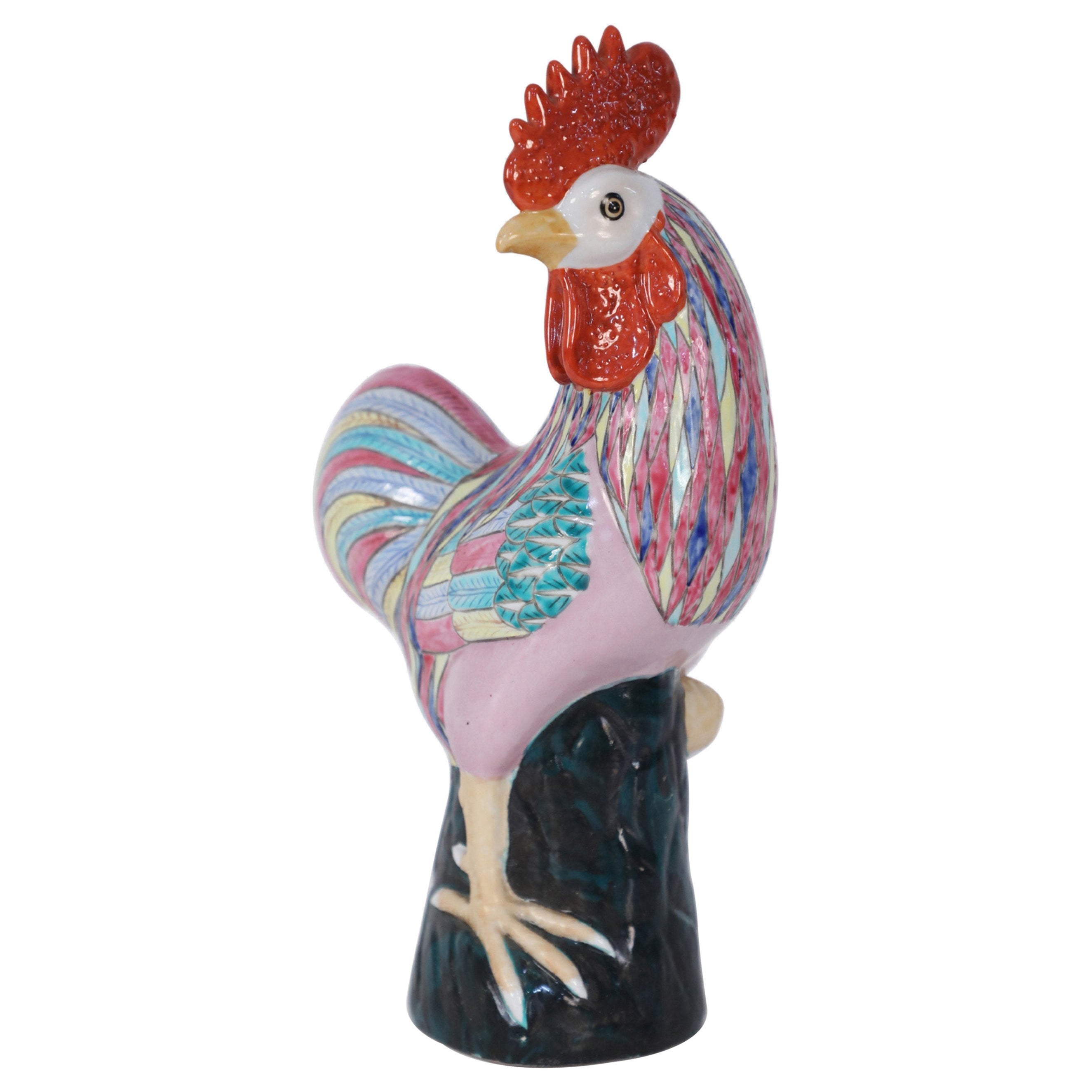 Chinese Porcelain Chicken Statue at 1stDibs