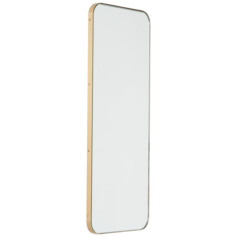 Quadris Rectangular Modern Bespoke Mirror with a Brass Frame, Large For ...