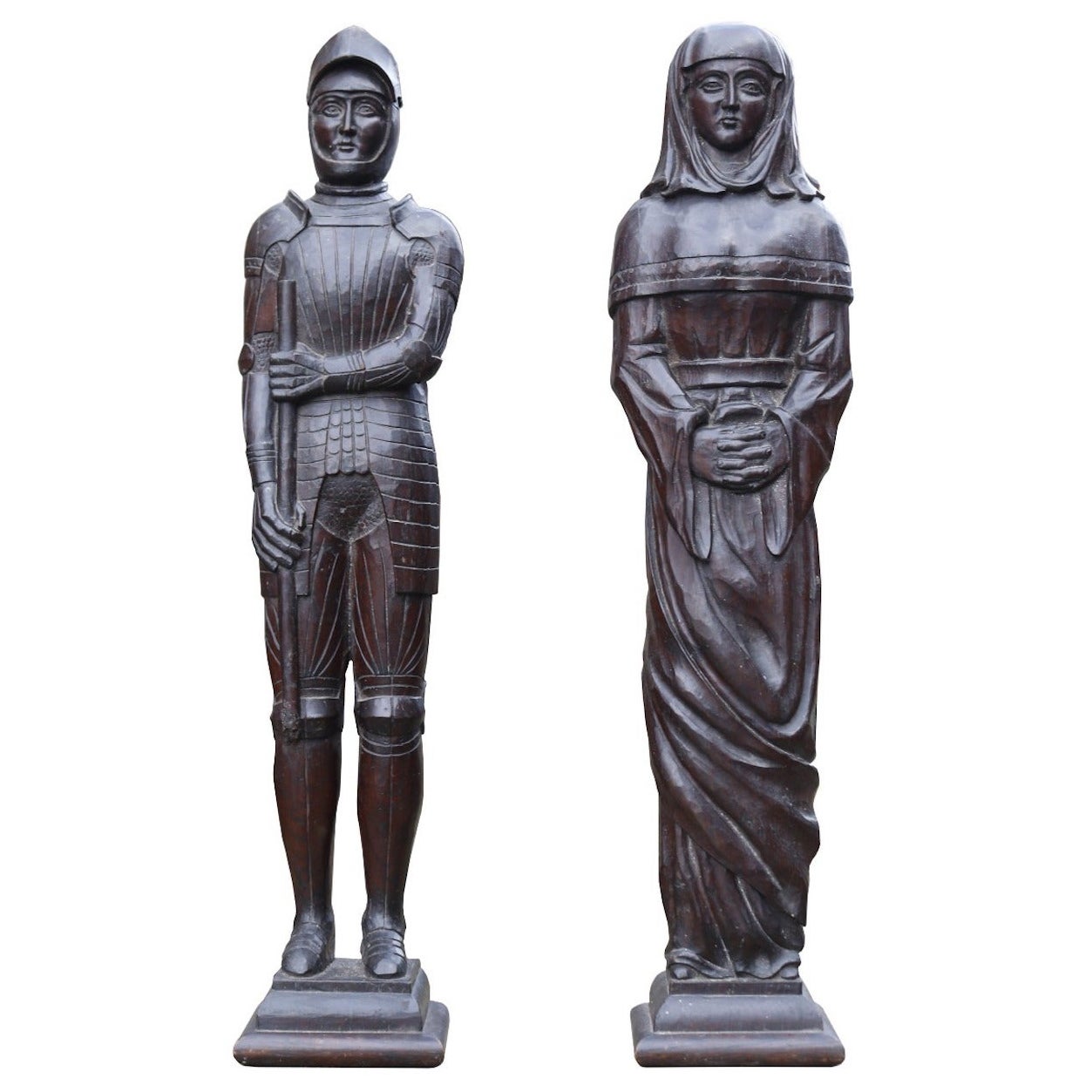 Pair of Antique Hebrew Stone Figures Sculptures For Sale at 1stDibs