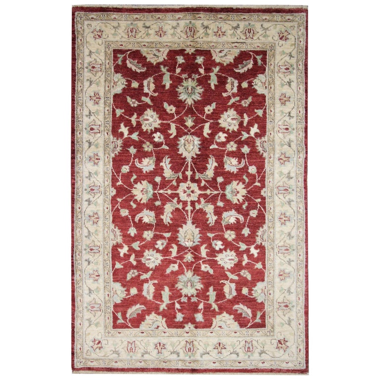 Traditional Carpet Rug Handwoven Floral Wool Red Area Rug For Sale at ...