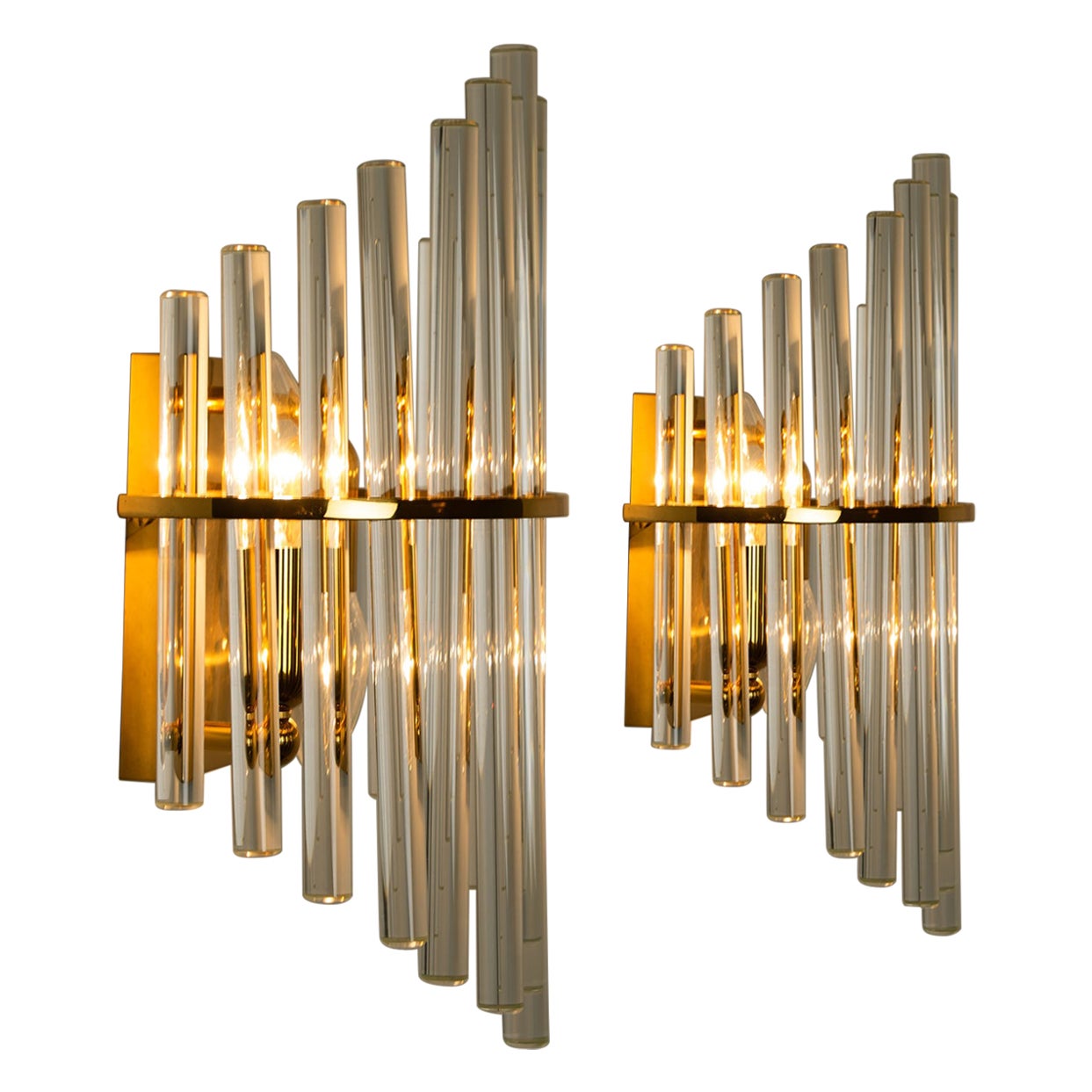 Three Pair Of Crystal Rod Sconces By Gaetano Sciolari For Lightolier At 1stdibs