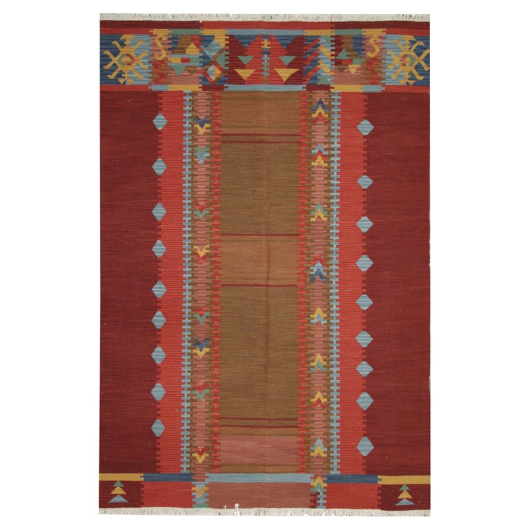 Modern Kilim Rug Traditional Carpet Red Kilims Wool Flatwoven Area Rug ...