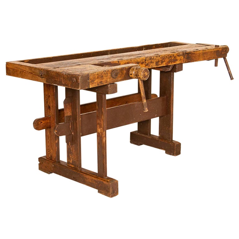 Vintage Carpenters Workbench Rustic Work Table at 1stDibs