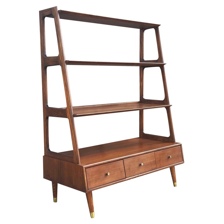 Mid Century Danish Modern Shelving Unit Cabinet or Bookcase in Walnut ...