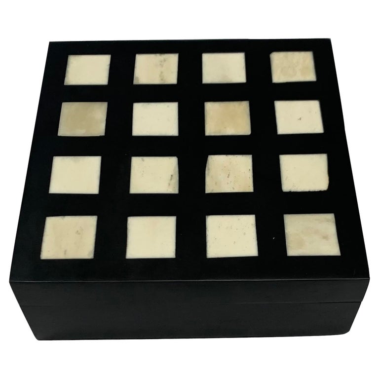 Cream and Black Square Top Box, Indonesia, Contemporary at 1stDibs