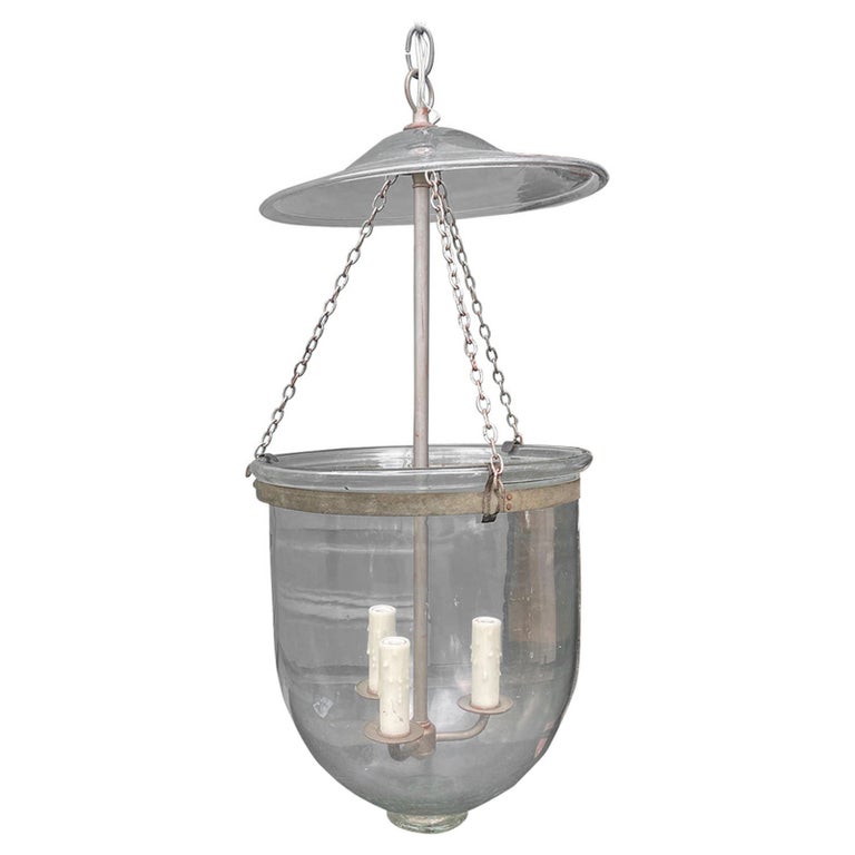 Early 19th Century Georgian Brass and Glass 3 Light Bell Jar with Smoke ...