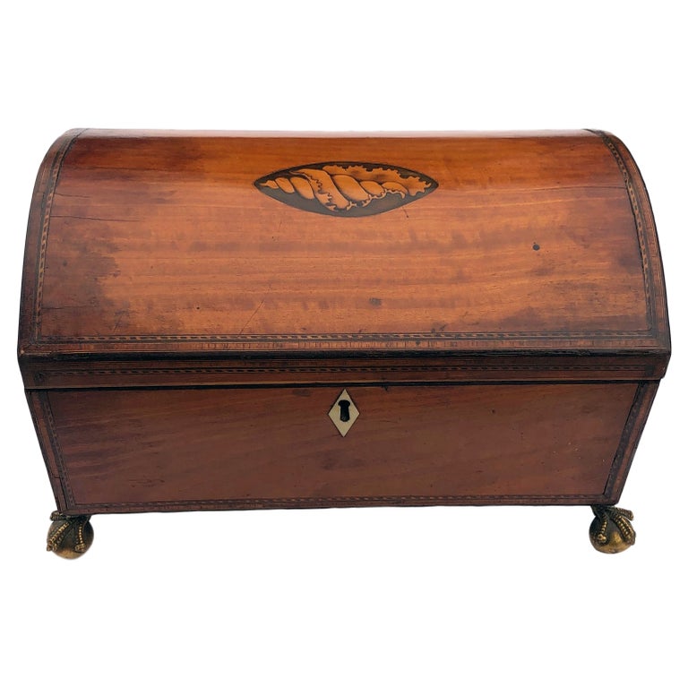 Good Federal Domed Top Box with Shell and Banded Inlay For Sale at 1stDibs