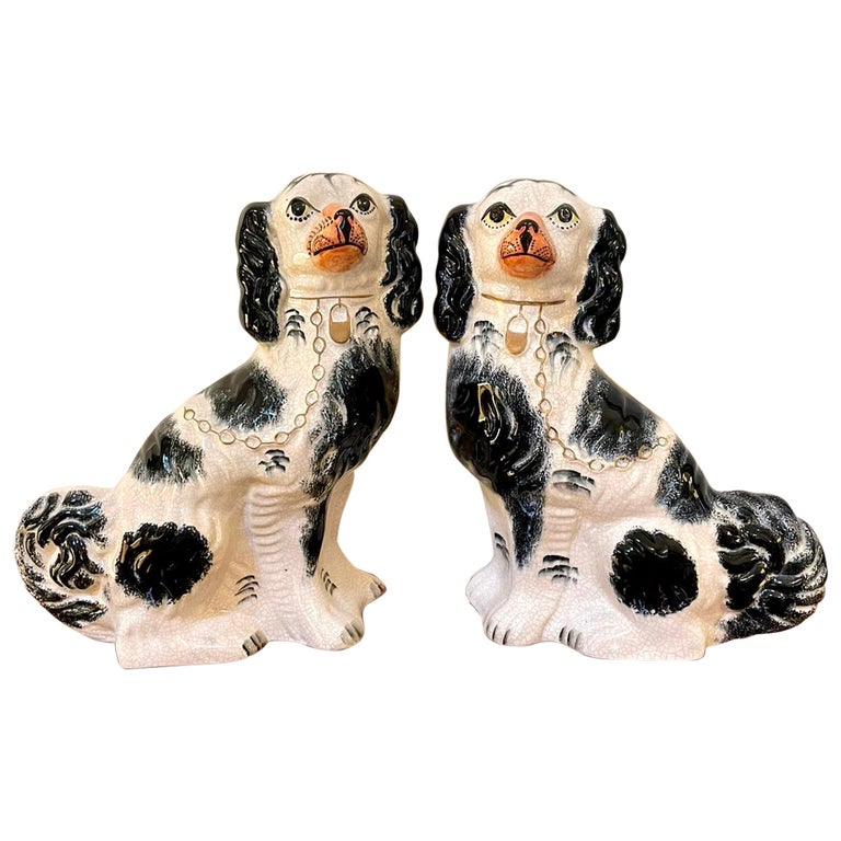 Pair of Antique Victorian Staffordshire Dogs at 1stDibs