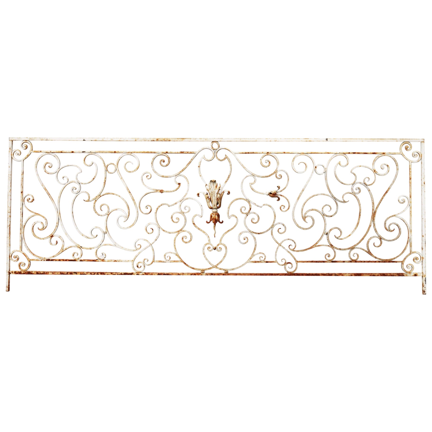 1920s Ornate Hand Wrought Iron Floral Balcony Railing Piece For Sale at ...