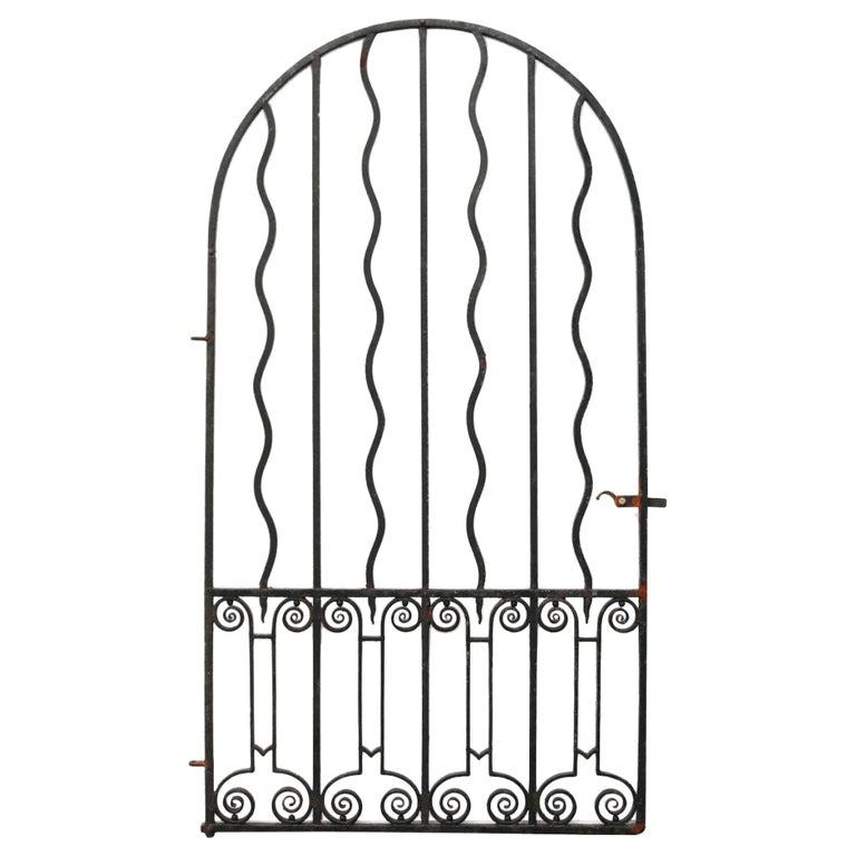 Reclaimed Arched Wrought Iron Gate For Sale at 1stDibs