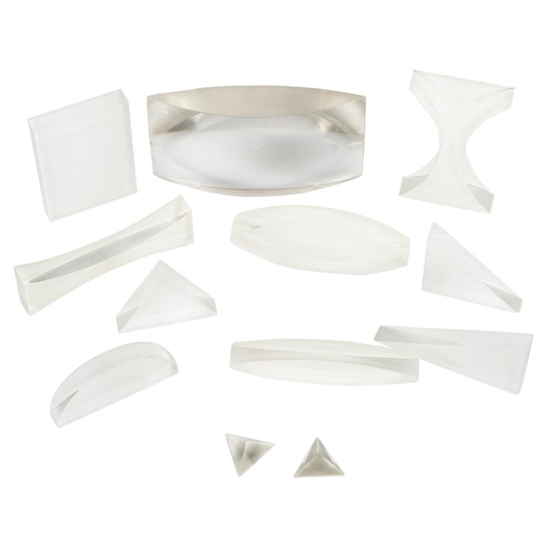 Collection of 12 Perspex Teaching Blocks and Lenses For Sale at 1stDibs