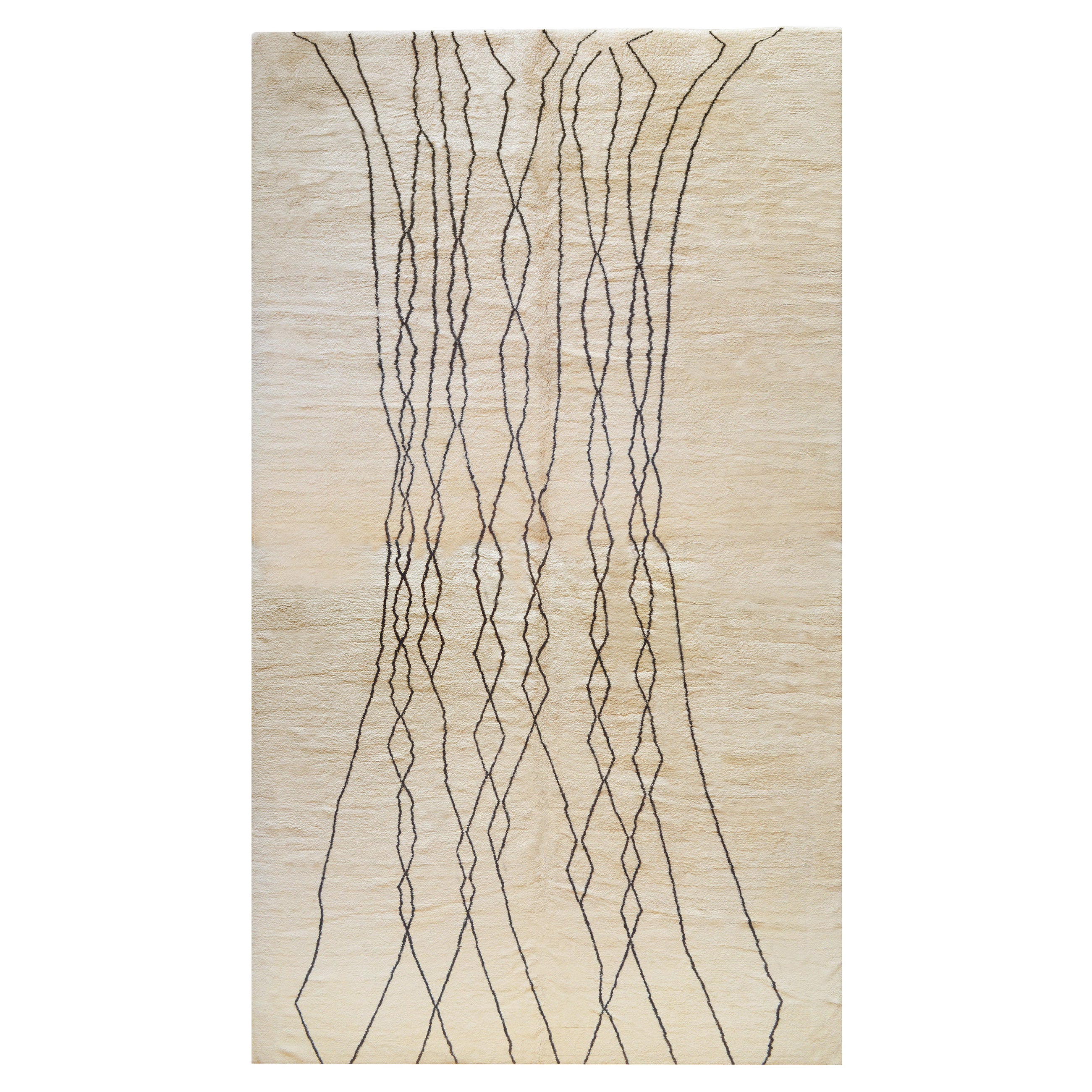 Handwoven Mid-Century Multicolored Deep-Pile Vintage Moroccan Rug For ...