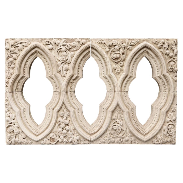 Reclaimed Carved Limestone Window For Sale at 1stDibs