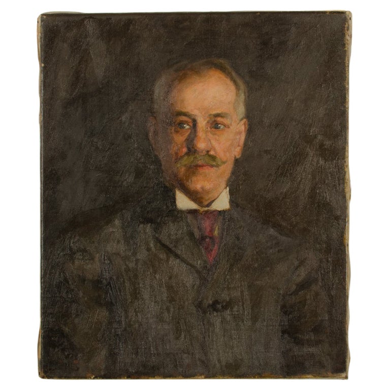 Portrait of Man with Mustache Painting For Sale at 1stDibs
