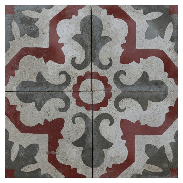 Set of Reclaimed Patterned Encaustic Floor Tiles at 1stDibs
