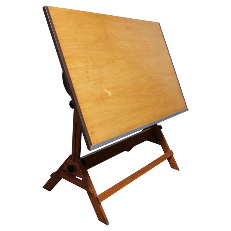 Mid-20th Century Large Maple and Oak Drafting Table For Sale at 1stDibs