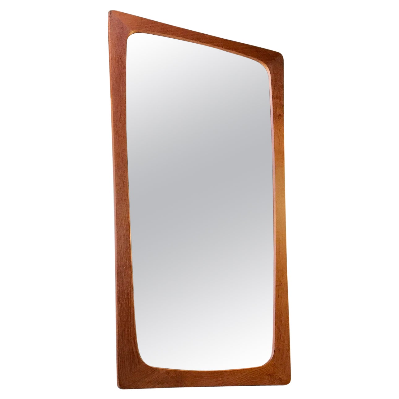Brutalist Scandinavian Teak Wall Mirror, 1960-1970 For Sale at 1stDibs